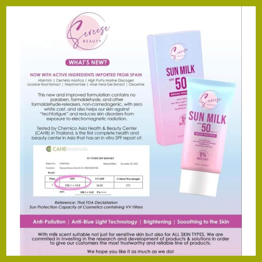 ⇩ ONHAND Sereese Beauty SunMilk Sunscreen Version 2 | SPF50 | BIGGER 50ML (with FREEBIE ...