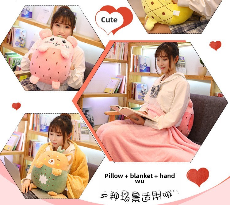 Cartoon Animal Air Conditioning Blanket Pillow Blanket 3-in-1 Car Dual ...