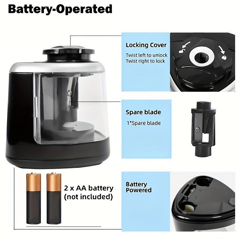 Safe Pencil Sharpener Electric Pencil Sharpener for Kids - Blade To ...