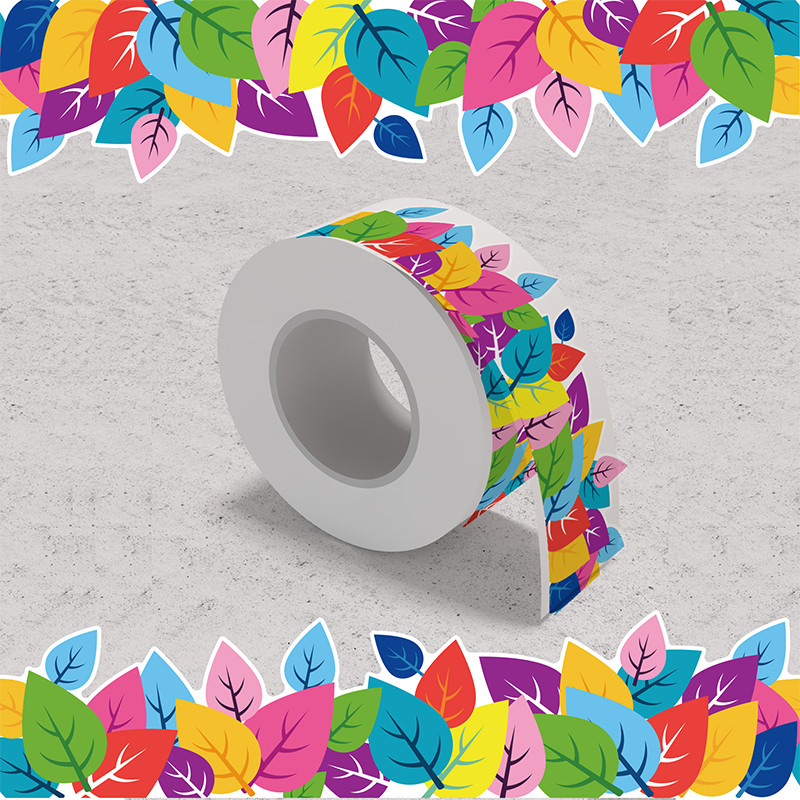 7.4cmx20m Bulletin Board Border, Colorful Leaf Self-adhesive Border ...