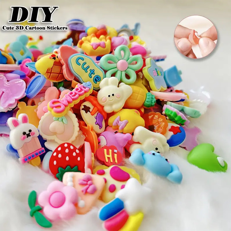 4pcs/set Cute 3D Soft Rubber Stickers DIY Cartoon Stickers for Water ...