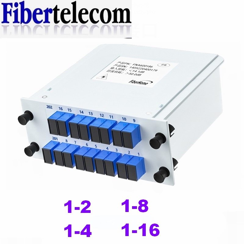 Fiberhome 1-2 1-4 1-8 1-16 SC UPC Optical Fiber Splitter Cassette Box Plug-in Type Optical ...