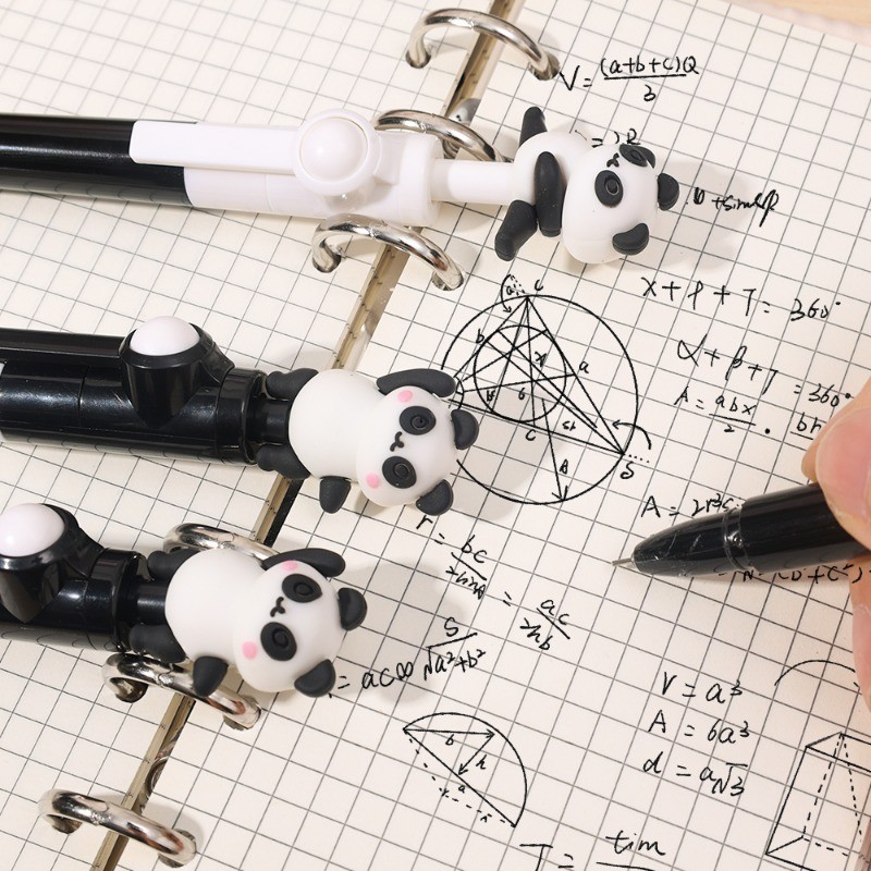 3Pcs/Set Creative Panda Rotating Gel Pens - Black Ink Signature Pens ...