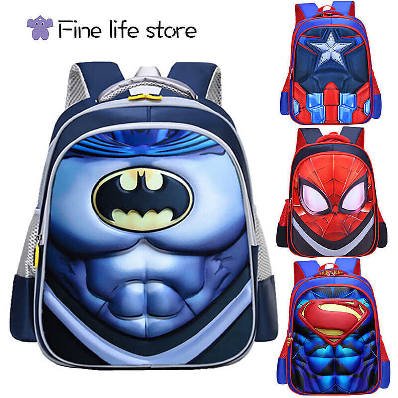 3D Batman Cartoon Superman Backpack Para Sa Boys School Bag Waterproof ...