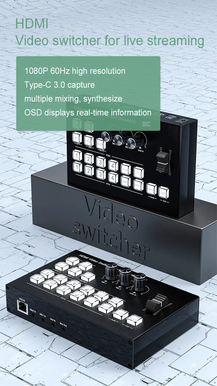 4 Channel HDMI Video Switcher Live Broadcast Streaming 1080P Video ...