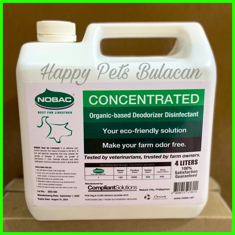 NOBAC 4 liters Organic-based Deodorizer Disinfectant | Shopee Philippines