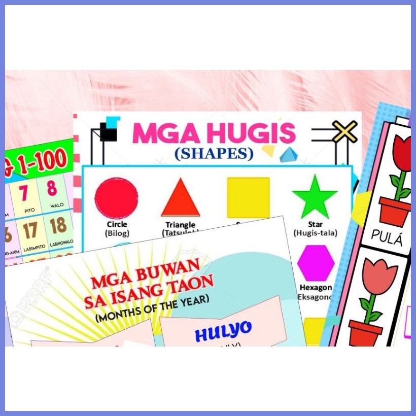 ⭐ ☜ ☩ Tagalog Chart ,Kulay, Hugis, Bilang, Bahagi ng katawan, Buwan sa ...