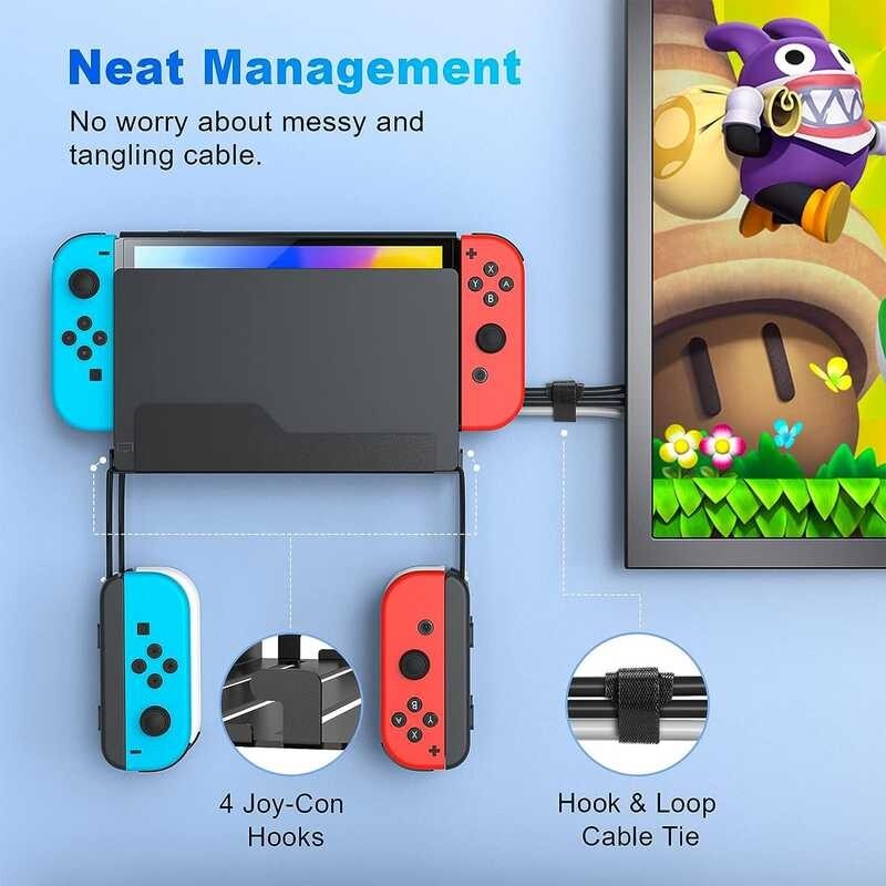 Premium Metal Wall Mount Bracket 4 Joy-Con Hooks Para Sa Nintendo ...