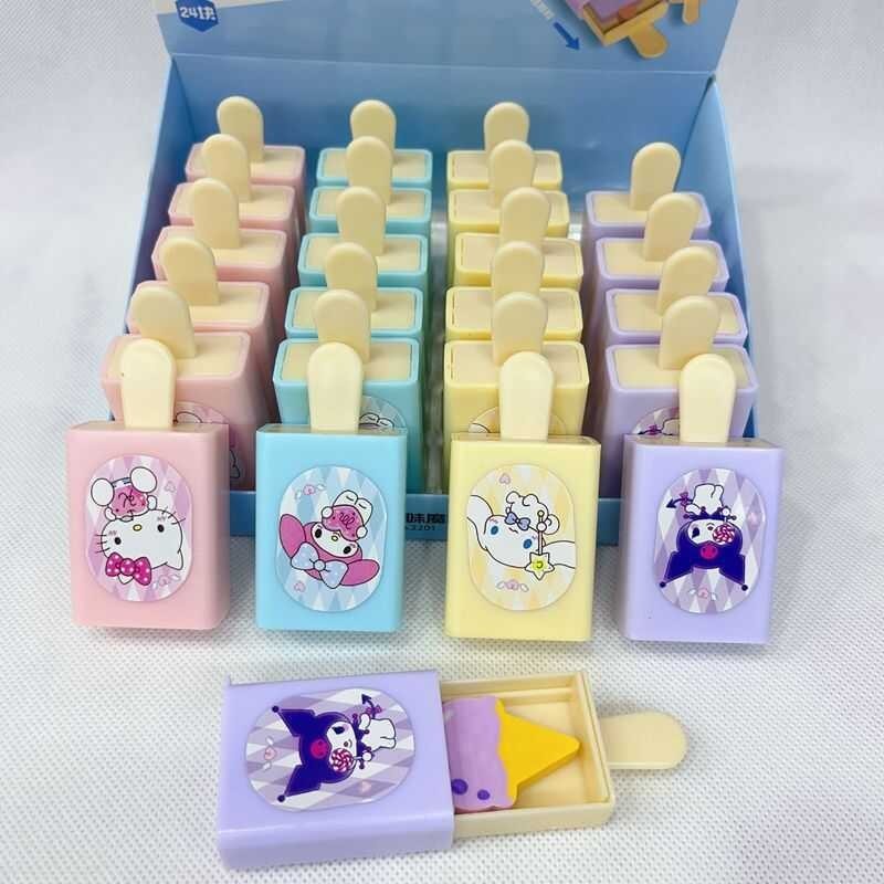 Cartoon 24Pcs Sanrio Kuromi Pom Purin Magic Box Ice Cream Shape Drawer ...
