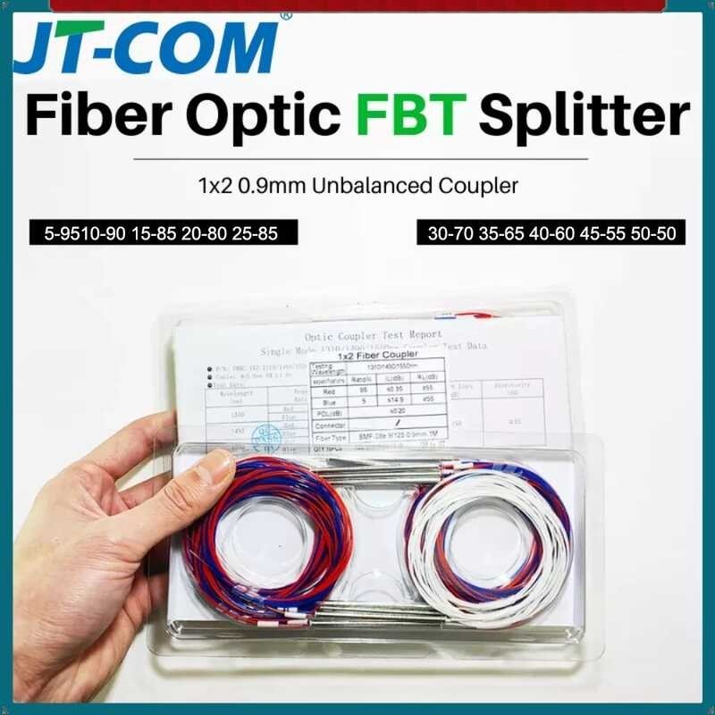 Optical Jt-Com 10Pcs FBT Without Connector 1X2 Fiber Coupler 95/5 90/10 85/15 80/20 75/25 ...