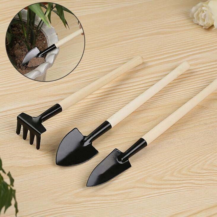 Handled Premium Wooden Garden Rake Shovel Set Ideal Plants Potted For ...