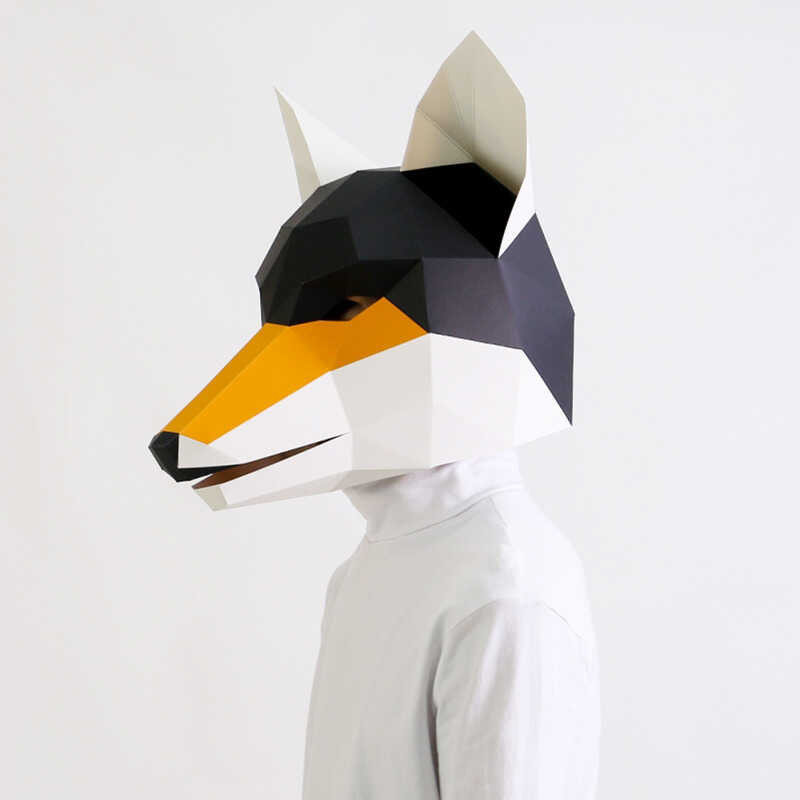 Wild Fox Mask Animal Paper Model, 3D Papercraft Art Costume Party ...