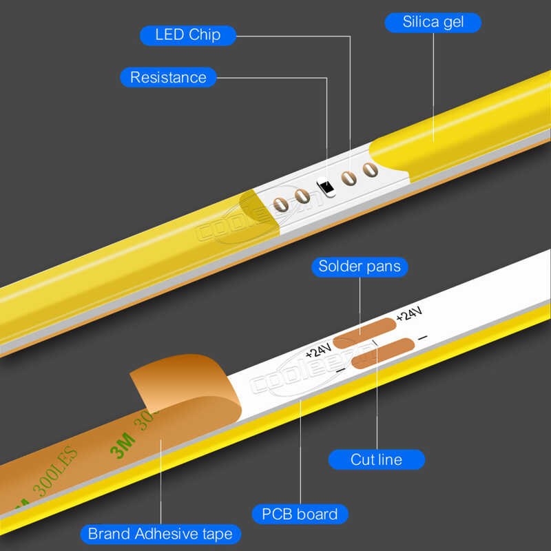 Light COB LED 12V 24V Kulay 3Mm Ultra Thin Strip Ice Blue/Green/Red ...
