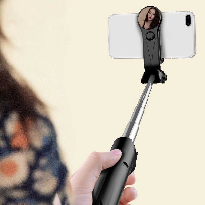 Phone Mobile Selfie Stick With Makeup Mirror Wireless Remote Tripod ...