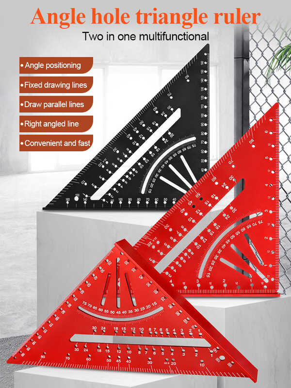 Aluminum Alloy Triangle Rule Gauges Speed Protractor Miter Carpenter ...