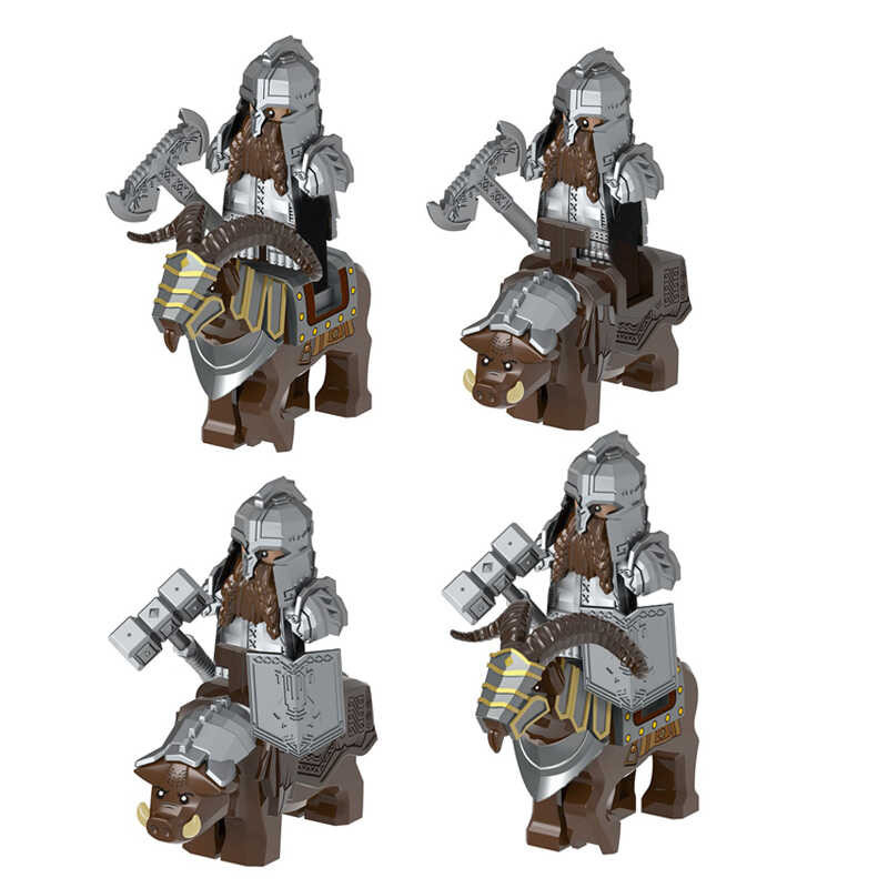 1Pcs Medieval Knights Dwarf Goat Boar Mount Soldiers Mini Ation Lotr ...