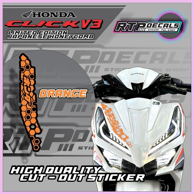 ♀ ∈ HONDA CLICK V3 LIMITED EDITION JAPANESE HONEYCOMB FRONT DECALS ...