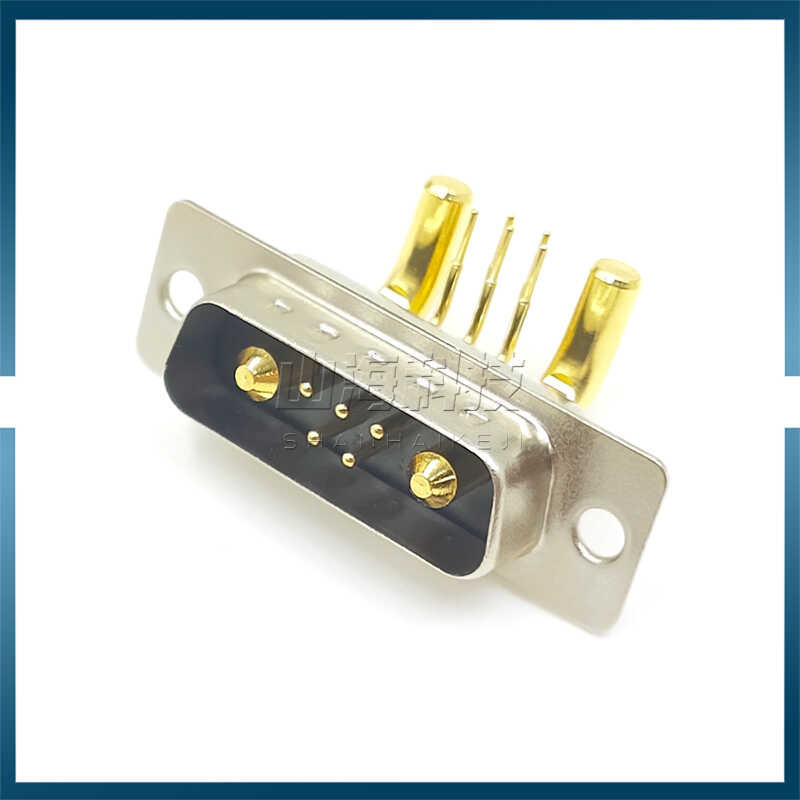 Hybrid D-SUB high current 7W2 bent pin male connector with 5+2-pin gold ...
