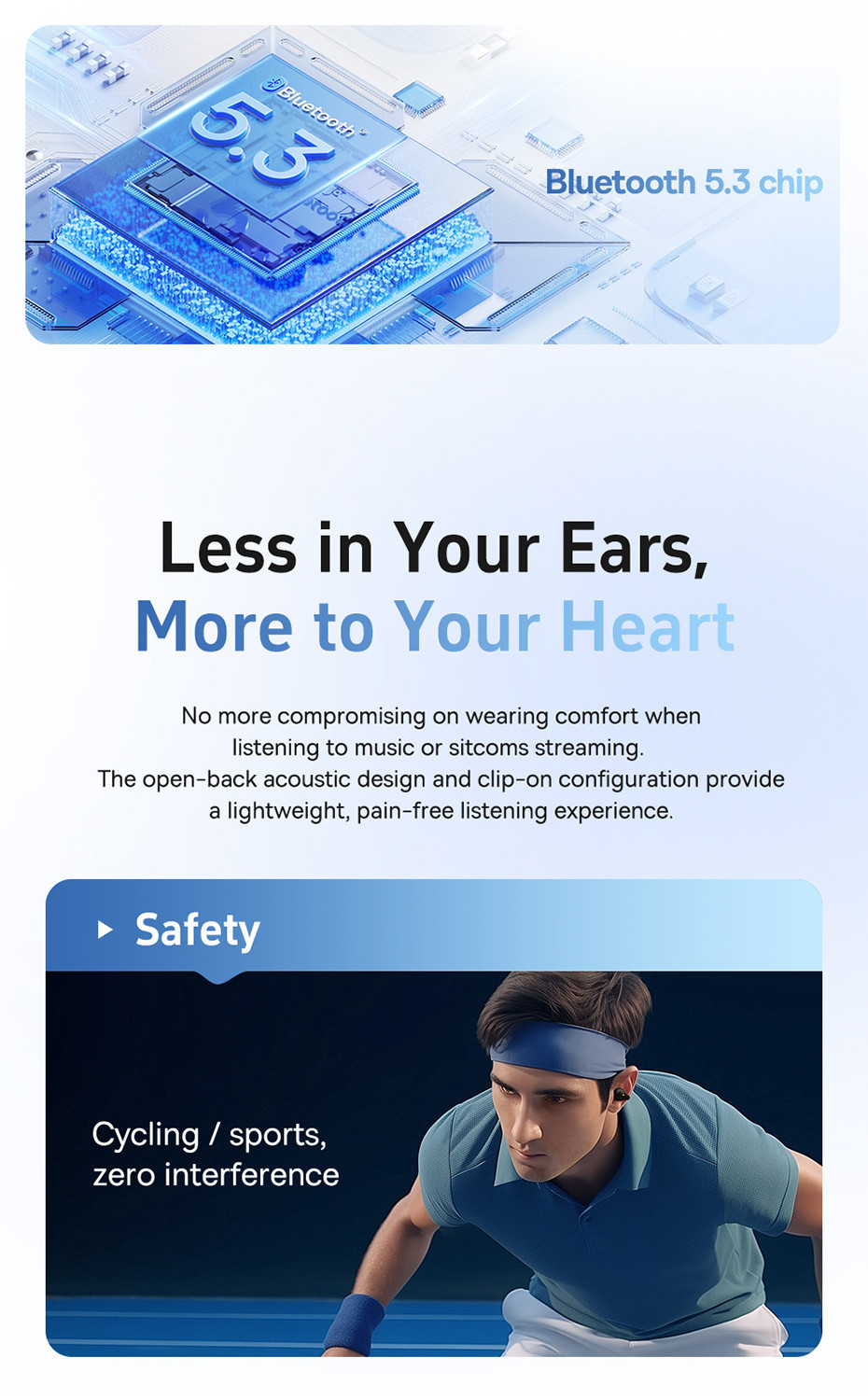 Baseus AirGo AS01 Open-Ear TWS Earbuds Wireless Earphone Bluetooth 5.3 ...