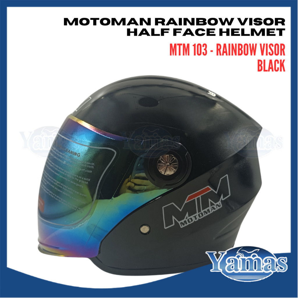 MOTOMAN HALF FACE RAINBOW VISOR HELMET MTM-103 MOTORCYCLE PROTECTIVE ...