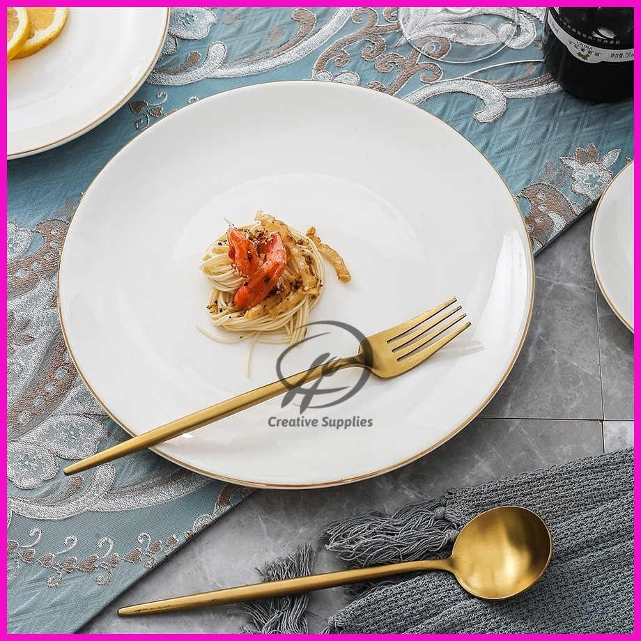 Gold Thread White Ceramic 6 "/8" /10 "Dinner Plate High Quality Tableware Ceramic Tableware ...