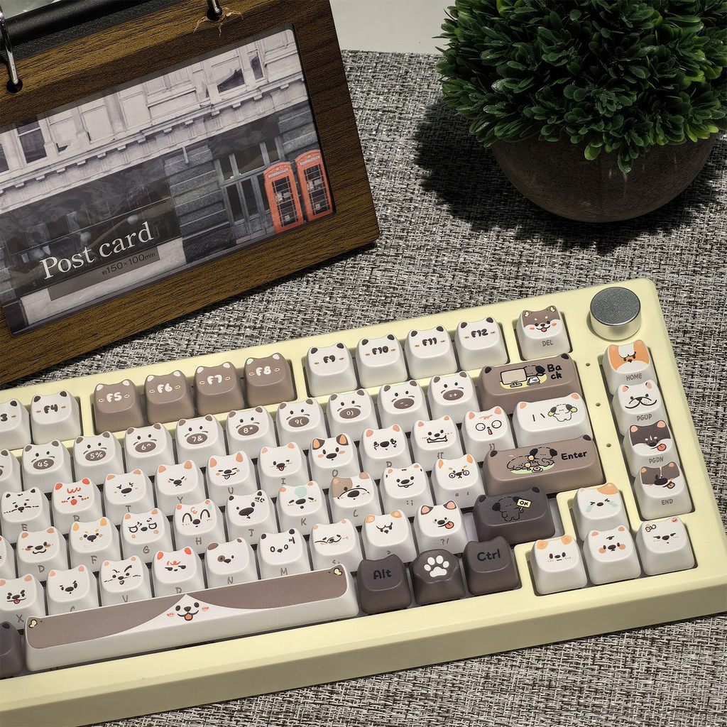 【Dog Head Design】Mocha Puppy Keycap MAO Profile Five Sides Sublimation ...