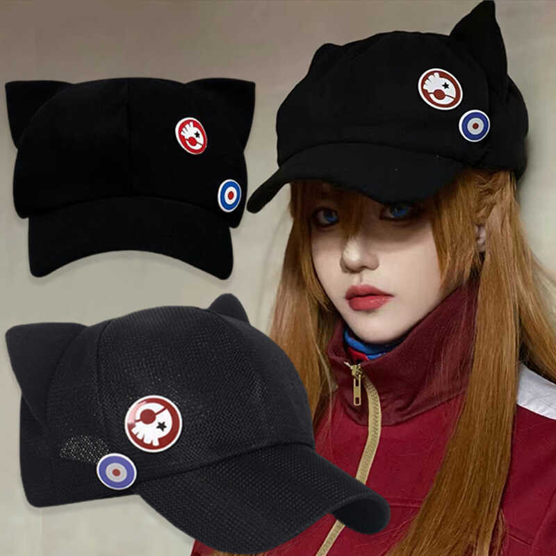 Japanese Shikinami Asuka Rangure Cat Ear EVA Hat Girls Cute Cap Anime ...