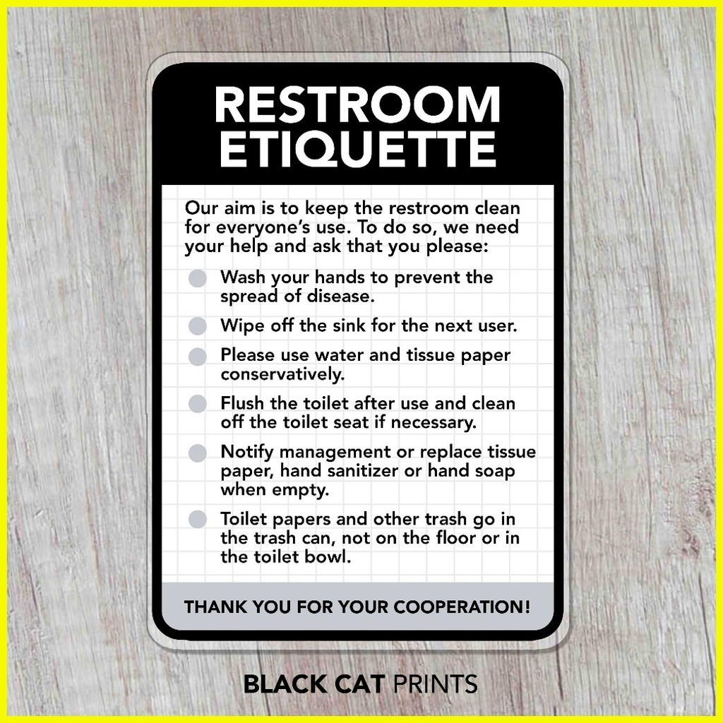 Restroom Etiquette Sign / Laminated Signage / Sign Board | Shopee ...
