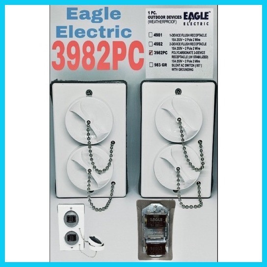 ⊕ EAGLE Original Polycarbonate Weatherproof Outdoor Duplex Receptacle with Cover 3982PC | Shopee ...
