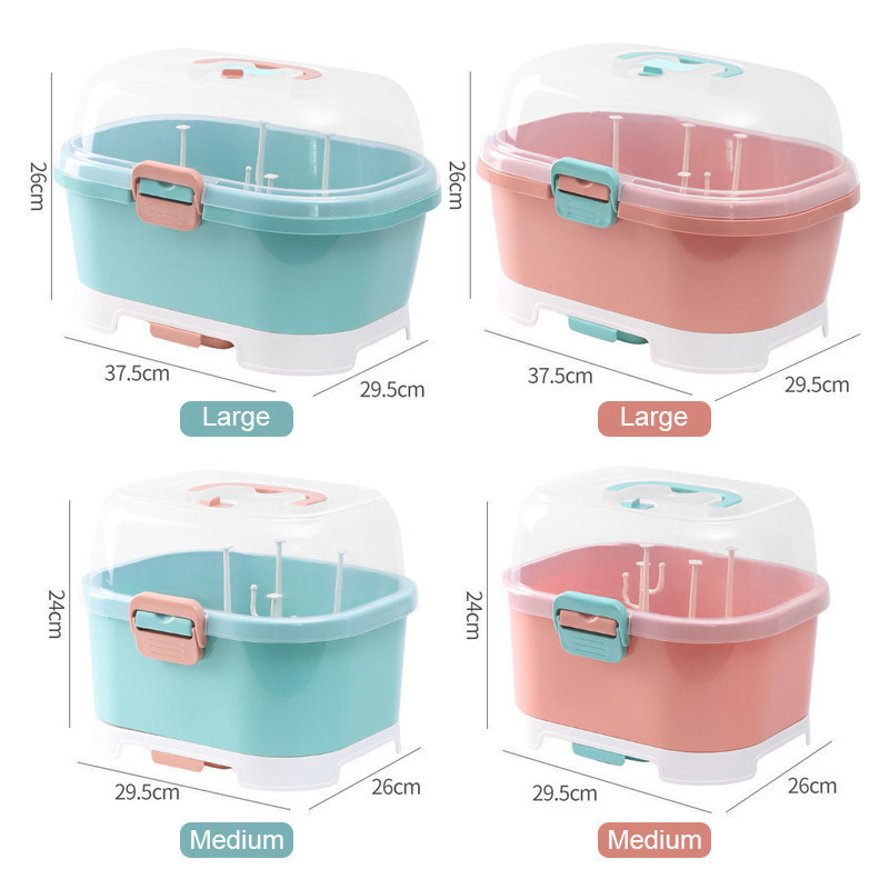 Baby Feeding Bottle Storage Box with Cover Organizer Dryer Portable ...
