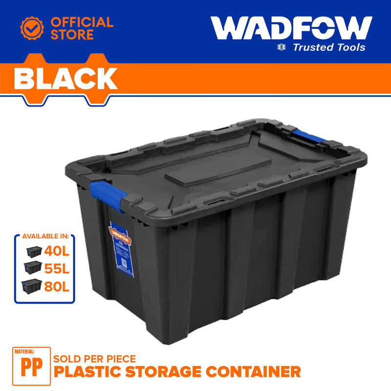 WADFOW 40L-80L Storage Stackable Black Plastic Container BINDI BIG ...