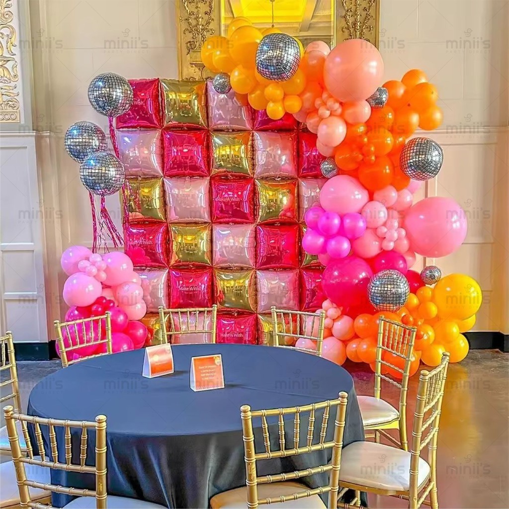 MINIIS Balloon Backdrop Double Side Square Balloon Garland Aluminium ...