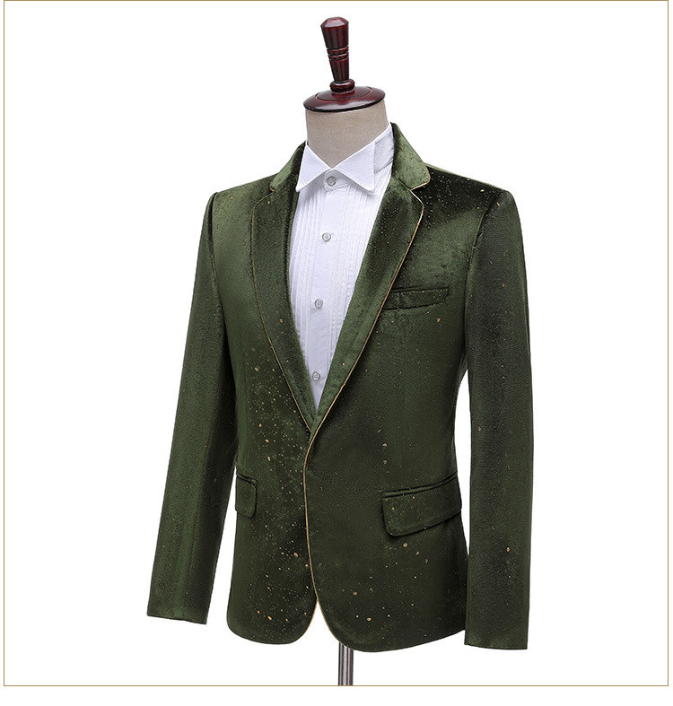 Photo Studio Men's Stage Performance Dress Plain Velvet Gilding Trim ...