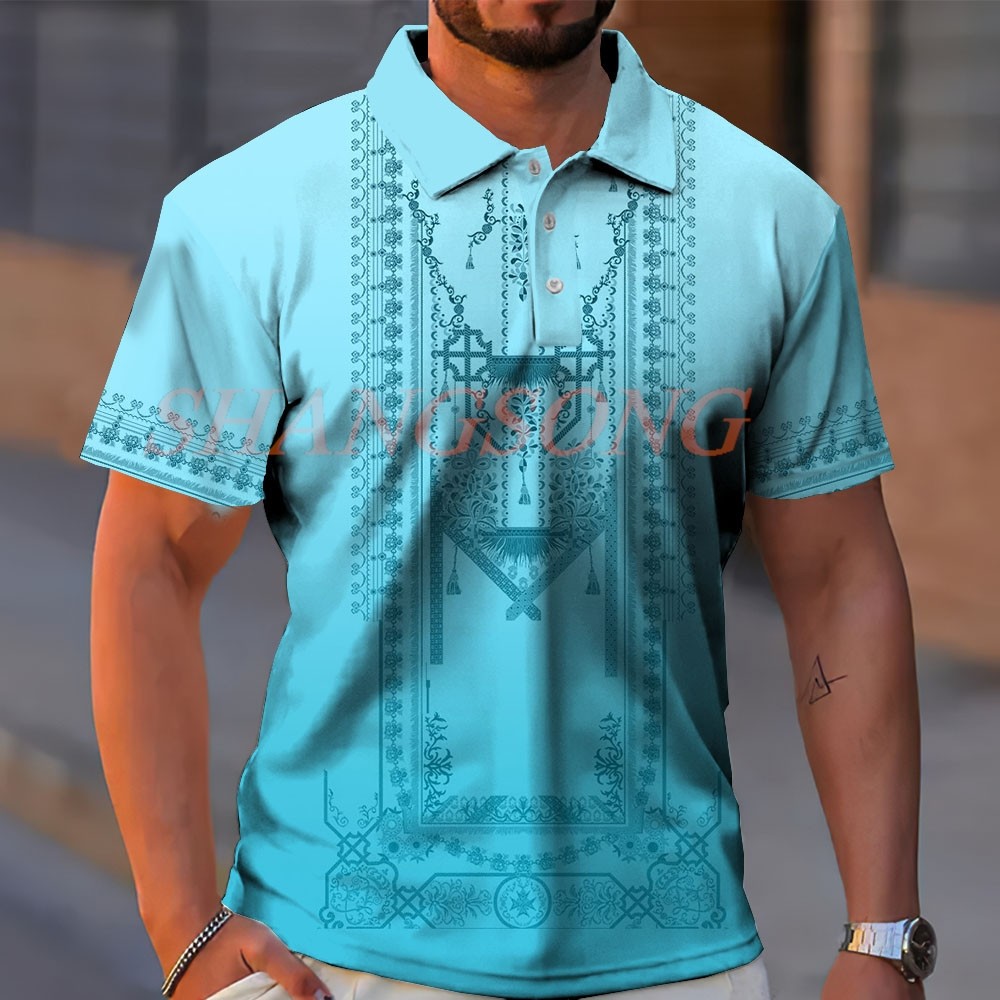 2025 New Retro Ethnic Style Red Polo Shirt Modern Barong Top ...