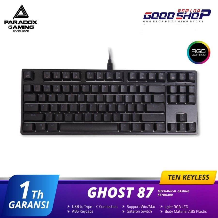 in stock Paradox Gaming Ghost 87 / GH87 RGB Mechanical Gaming Keyboard ...