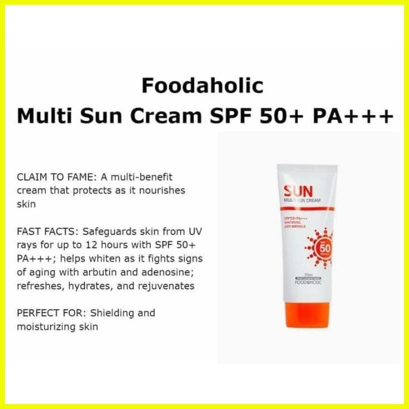 ⊙ FOODAHOLIC MULTI SUN CREAM 70ML | Shopee Philippines