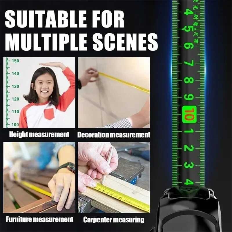 Tape Stainless Steel Meters Locking Meter Measure Black Fluorescent ...