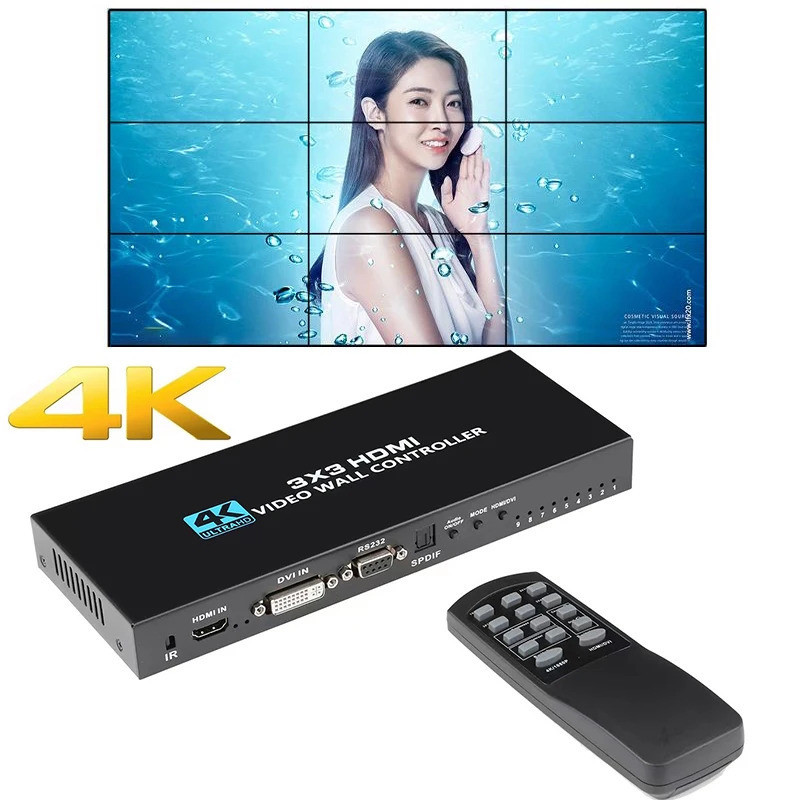 4K 1080P 3x3 HDMI DVI Video Wall Controller Video Processor 1X2 1X4 1X3 ...