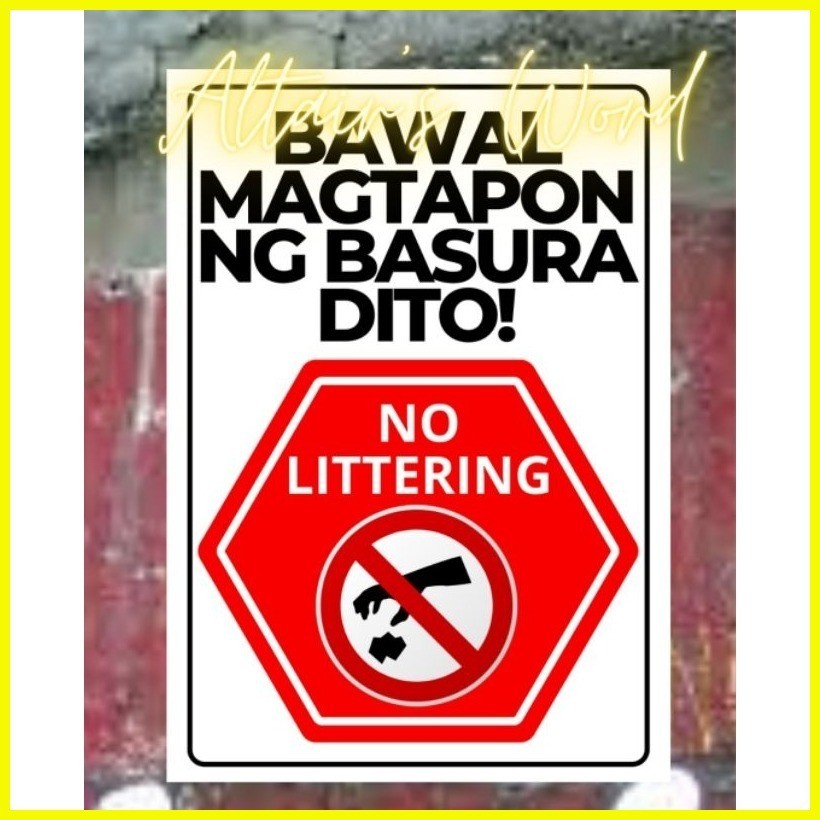Bawal Magtapon ng Basura Dito Signage PVC Signage Sticker No Littering ...