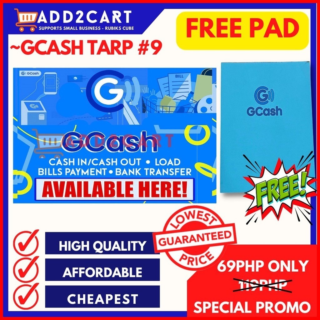 ⊙ GCASH TARP #9 with FREE GCASH Pad Landscape / Portrait Tarpaulin RC | Shopee Philippines