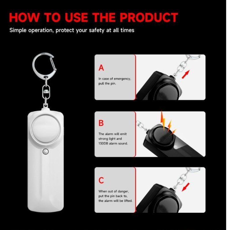 Student Safety Alarm Scream Portable Personal Anti-Thief Outdoor Safety ...