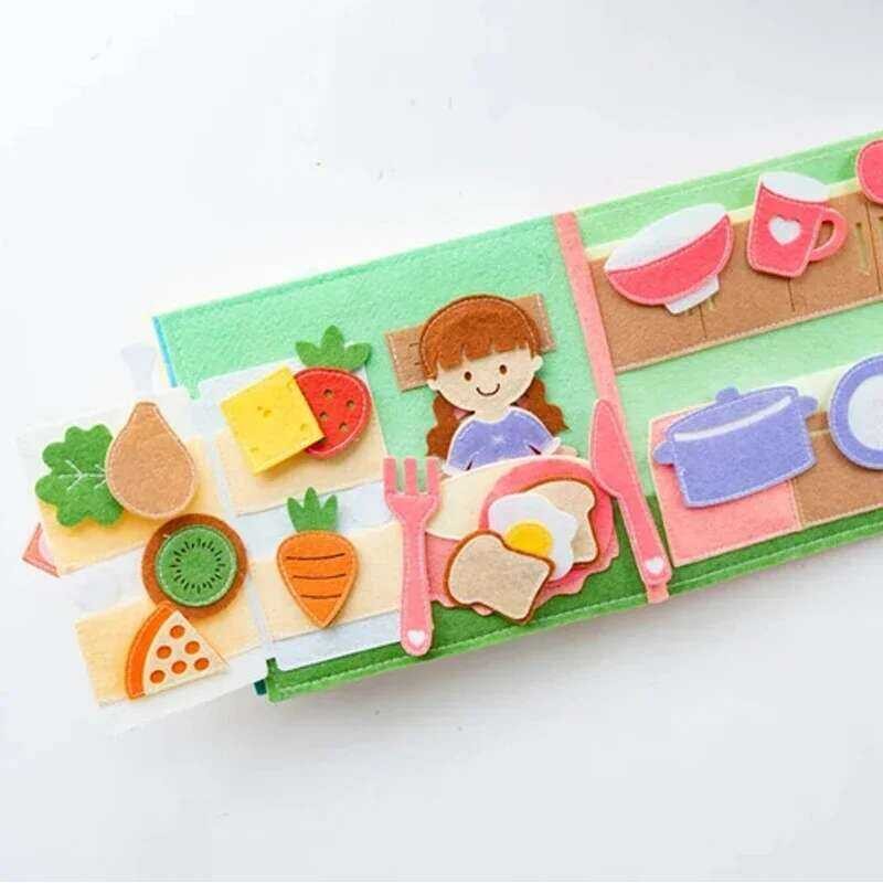 Montessori Toddlers Busy Book 3D Baby Story Cloth Activities Book Board ...