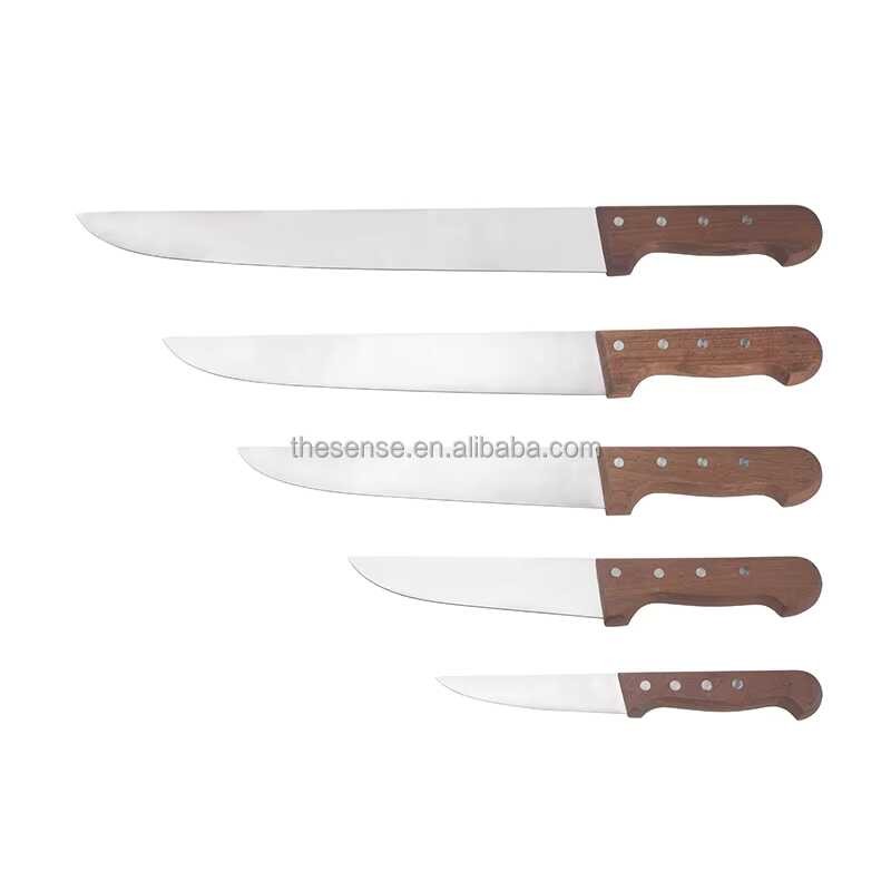 Long Blade Kitchen Knife Butcher Slaughtering Chef Knife With Wooden ...