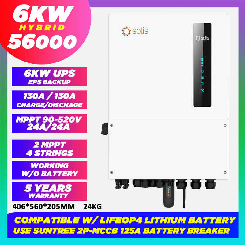 6000W Solis 6Kw Hybrid Solar Inverter With 6Kw EPS And Wifi, Can Run With No Battery Wifi ...