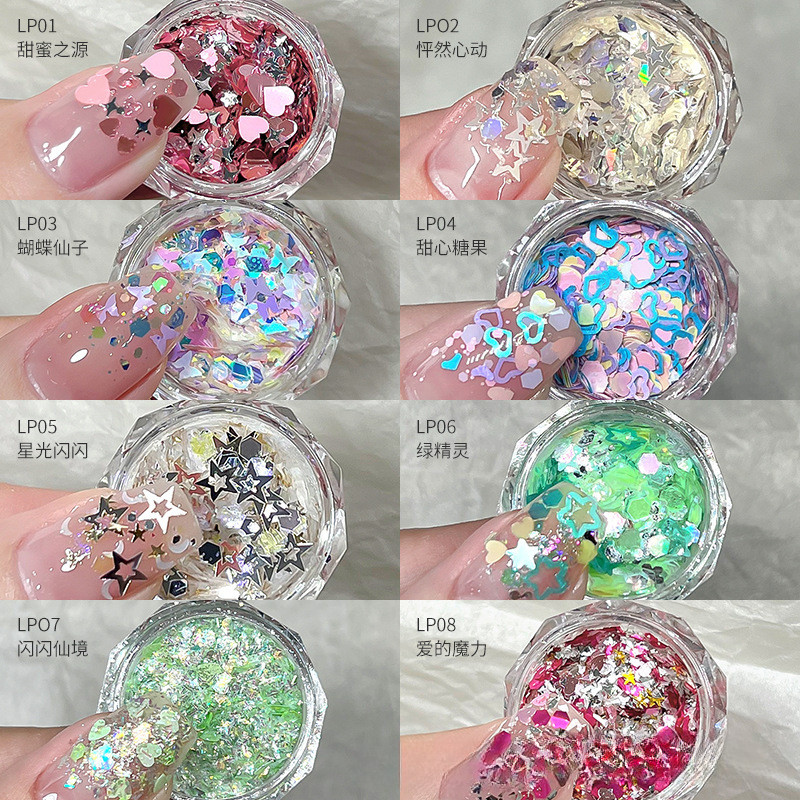 Nail glitter, internet celebrity, sparkling four-star star star, heart ...