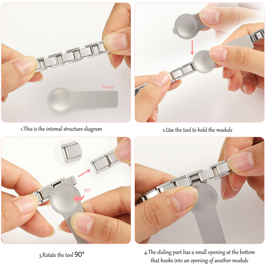 Italian Module Bracelet DIY Titanium Steel Welding Pattern Gold Plated ...