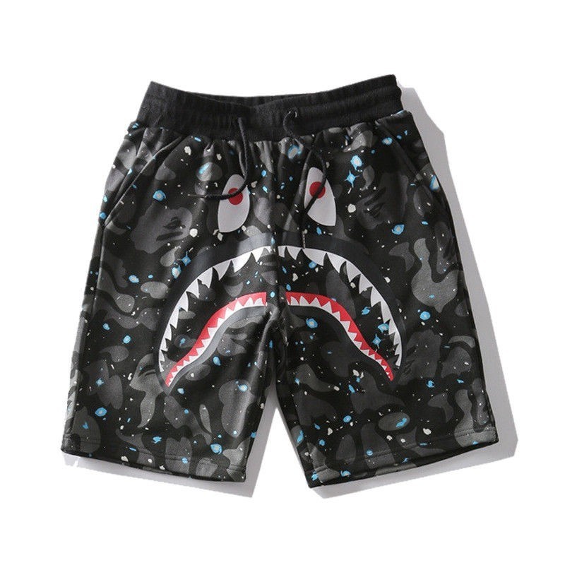 BAPE A Bathing Ape Men/Women Starry Camo Shark Head Shorts Beach Short ...