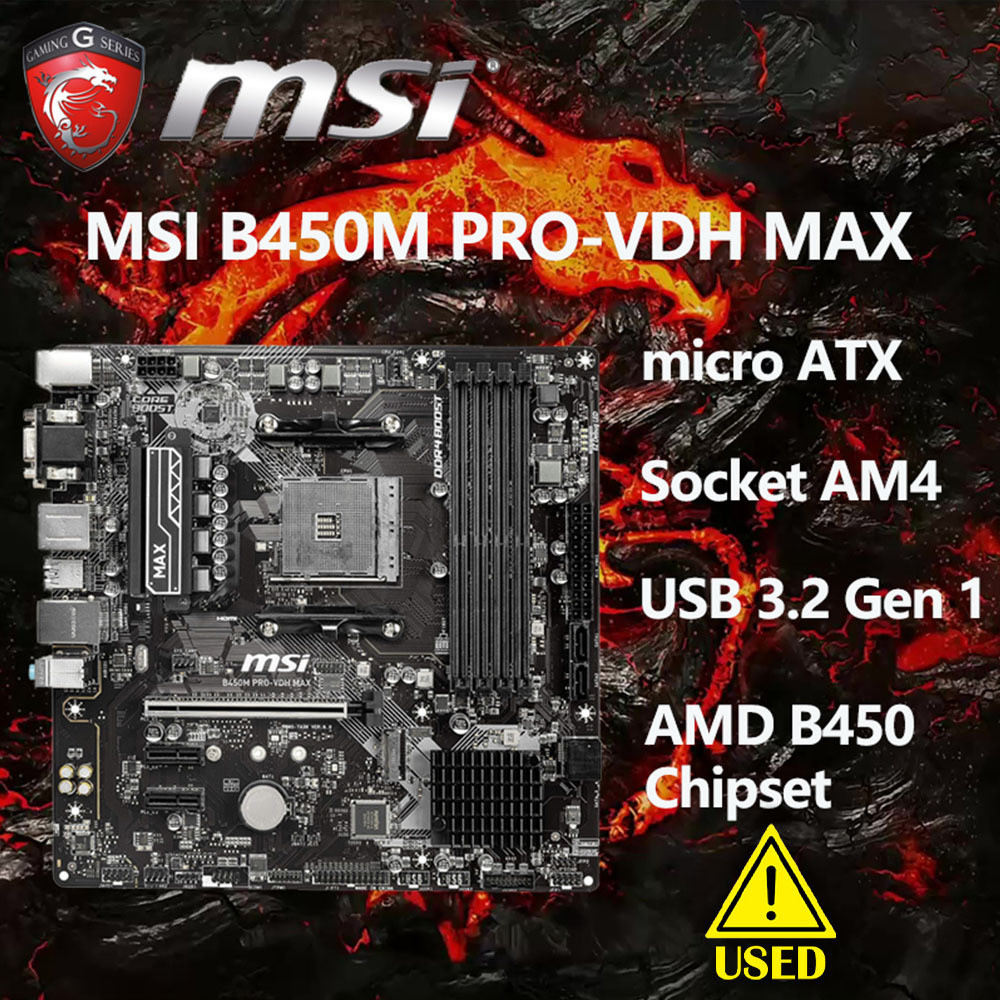 MSI PRO B450M PRO-VDH MAX AM4 AMD B450 SATA 6Gb/s Micro ATX AMD ...