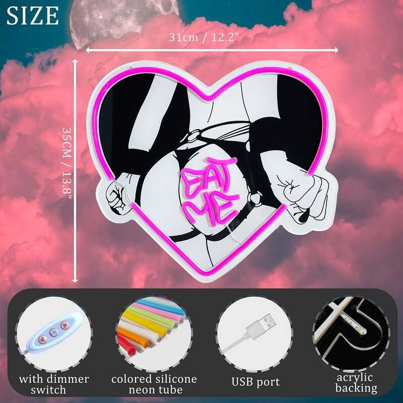 Hentai ♞ Anime Lady Back Eat Me Sign For Wall Decor, USB LED Neon Light ...