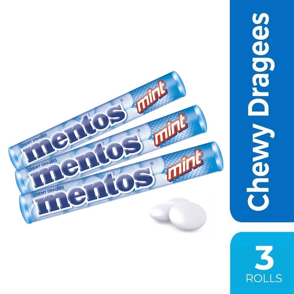 Mentos Mint Roll - 3 pieces | Shopee Philippines